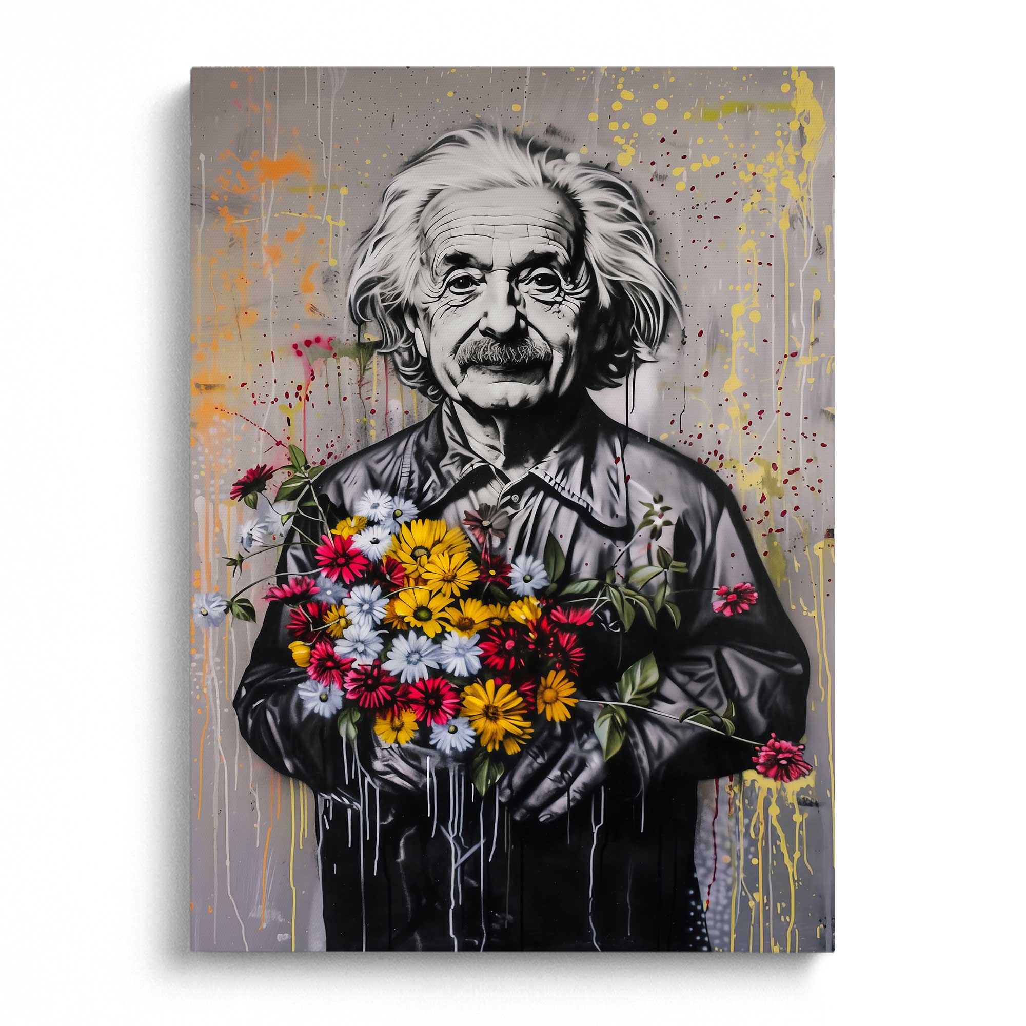 Albert Einstein Banksy - Wandbild auf Leinwand und Acrylglas