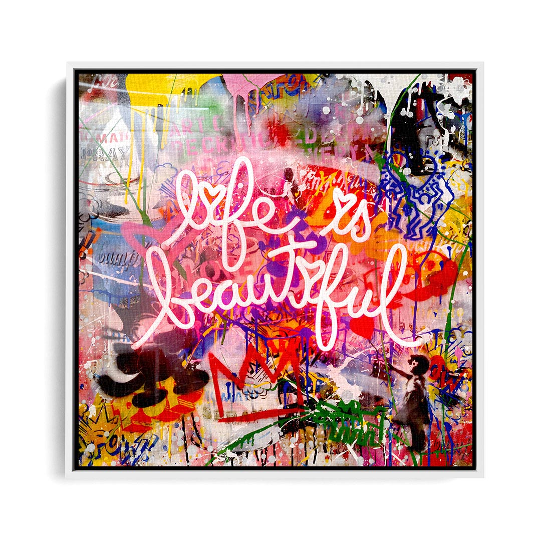 "Life is Beautiful" - Banksy Wandbild | Next Level Canvas