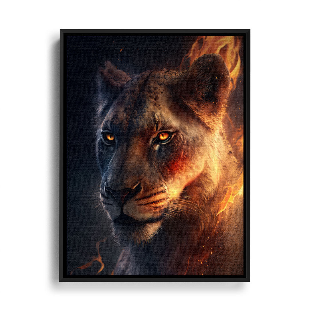"Lioness Fire" - Wandbild | Next Level Canvas